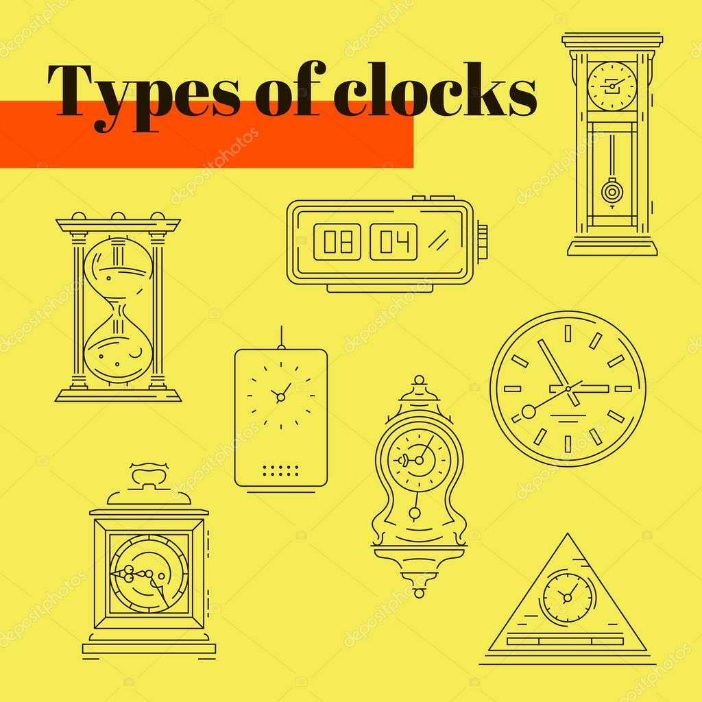 Types of Clocks — Free Stock Vector © oleg_katya_yd #109289092