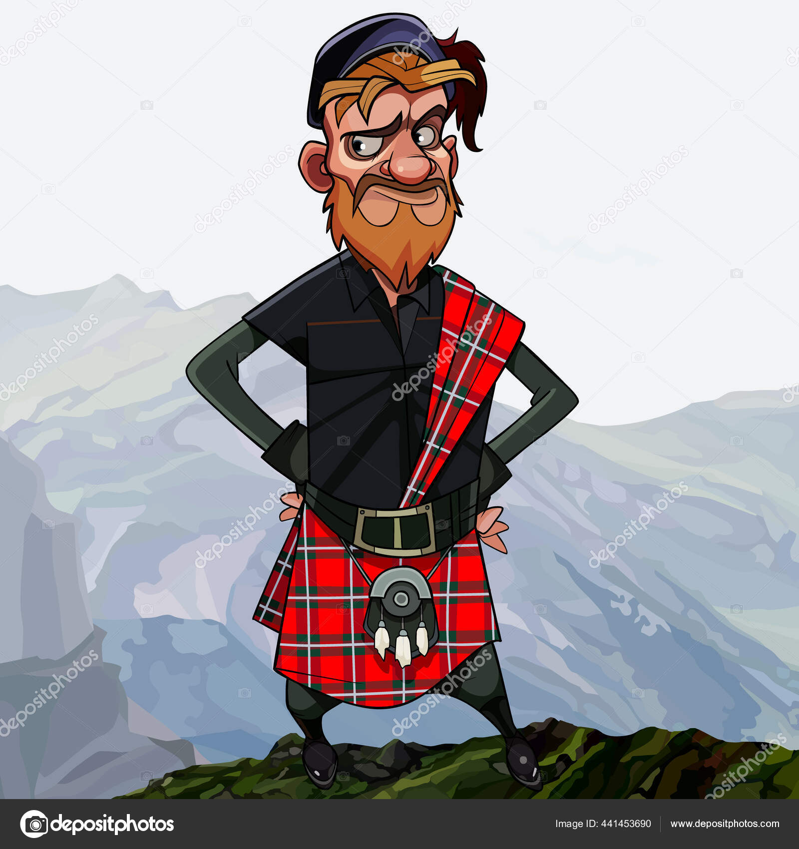 Scottish Man In Kilt Cartoon