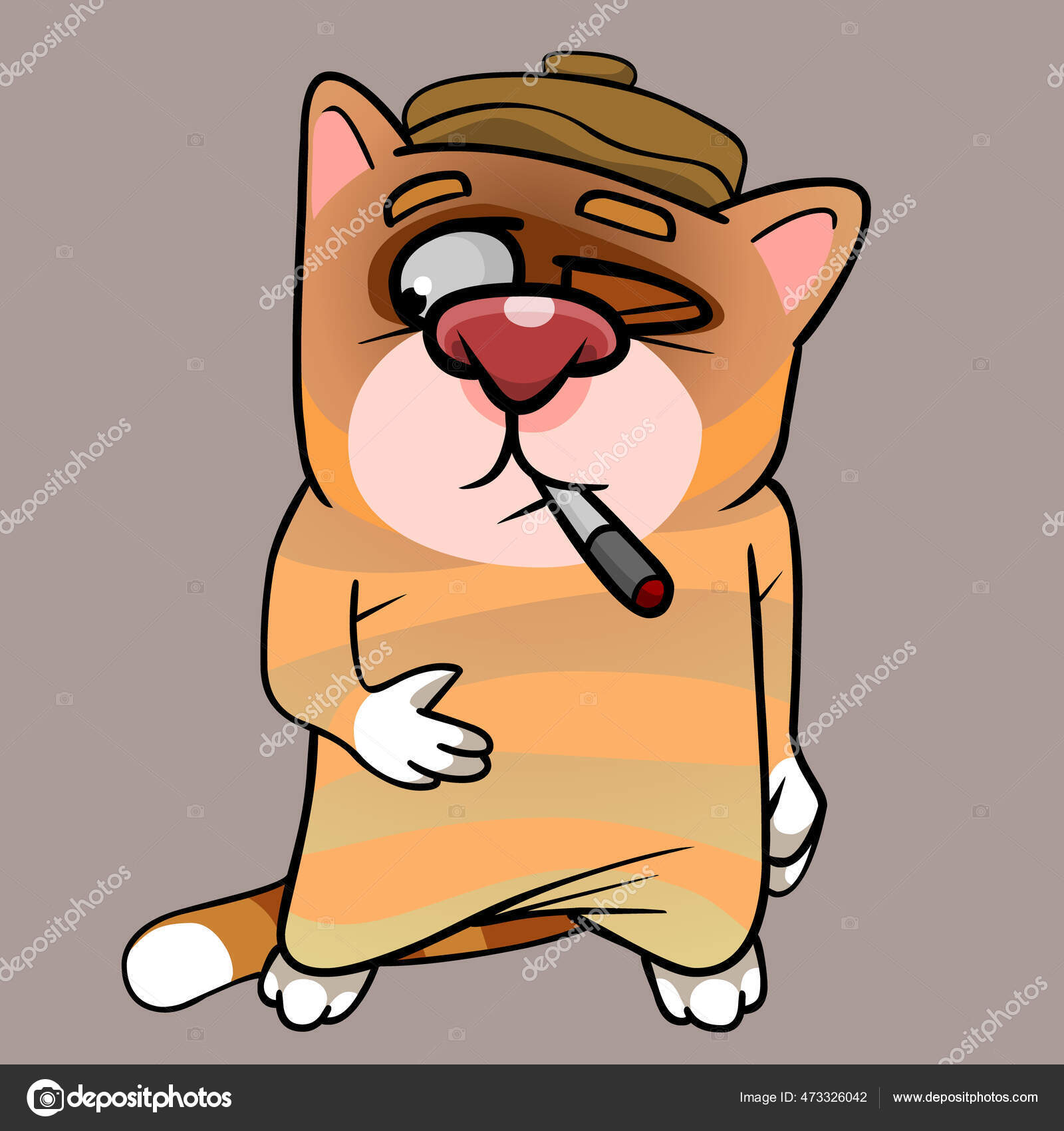 Cat Smoking Cigarette Cartoon