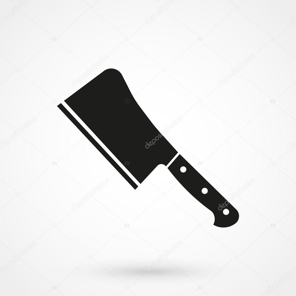 Meat cleaver knife icon on white background in flat style. Simple ...