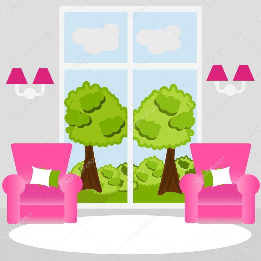 Living room interior vector illustration. Beautiful bright living room ... Living room interior vector illustration. Beautiful bright living room ...