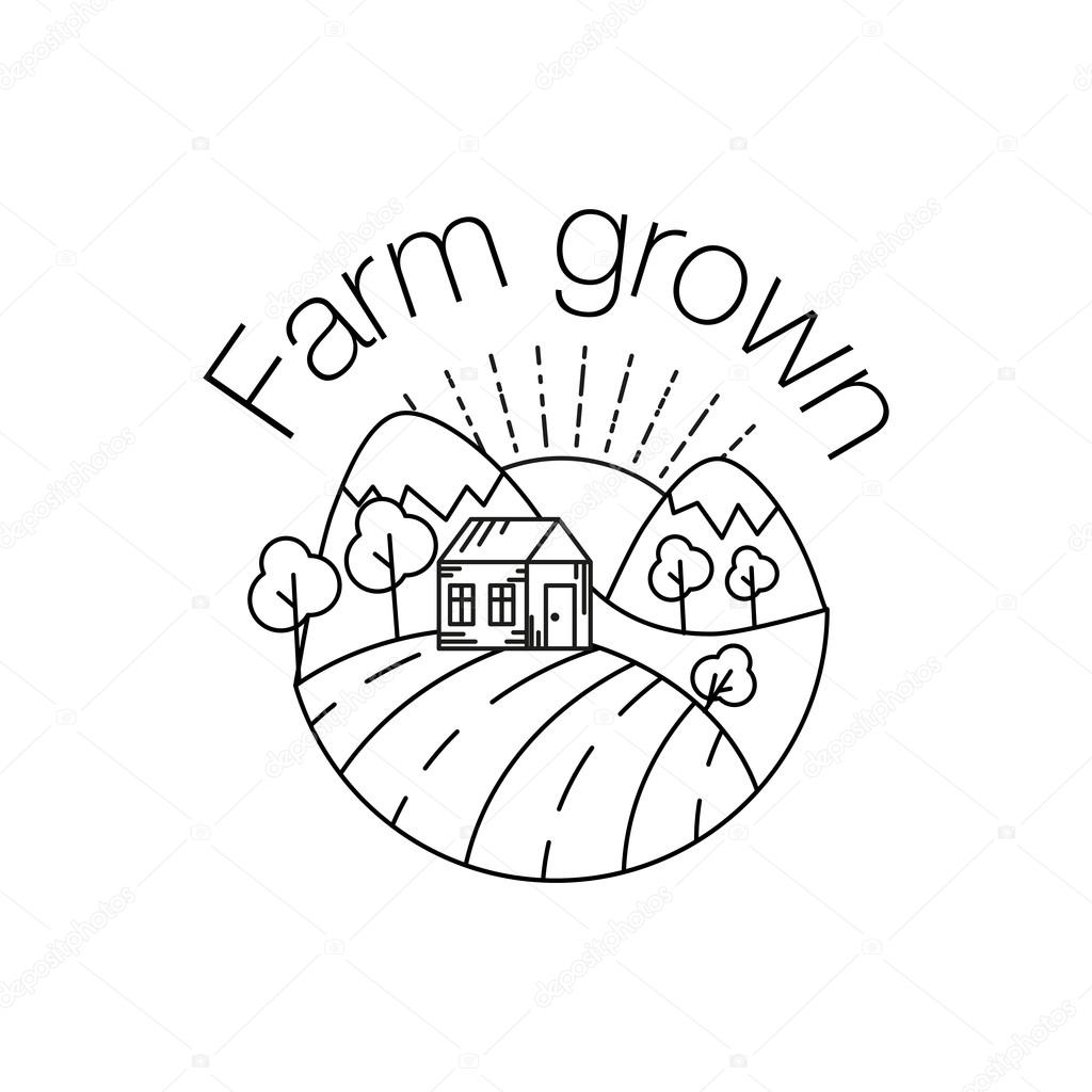 Farm grown outline icon for organic food and restaurants. Farm grown ...