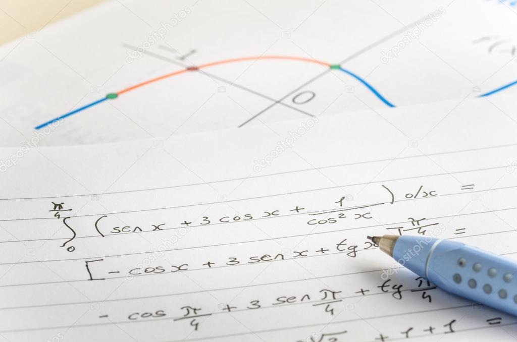 Handwritten Integrals on a -Sheet of Lined Paper — Stock Photo ...