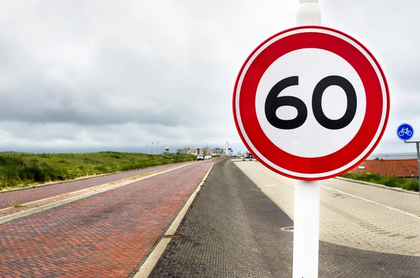 Maximum Speed Road Sign Stormy Sky Background Pampa Province Patagonia ...