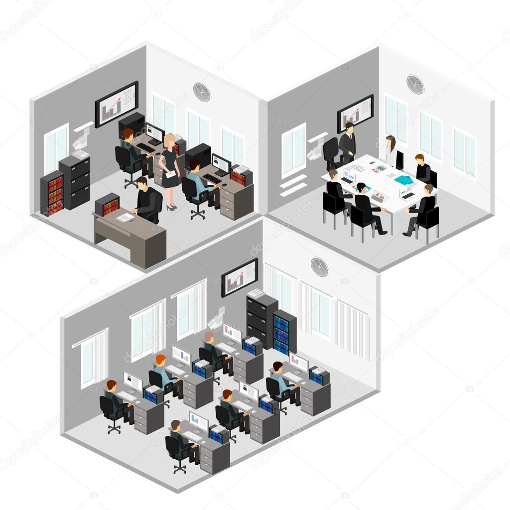3d isometric office interior Stock Vector by ©reenya 109835878