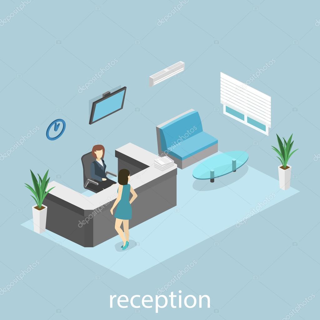 Isometric interior of reception. ⬇ Vector Image by © reenya | Vector ...