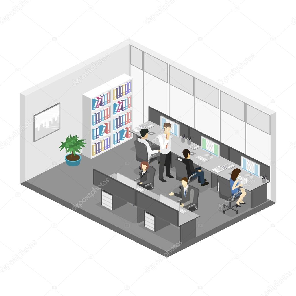 Isometric office floor interior departments — Stock Vector © reenya ...