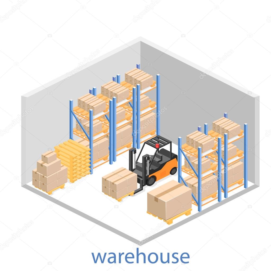 Isometric interior of warehouse. Stock Vector Image by ©reenya #125340874