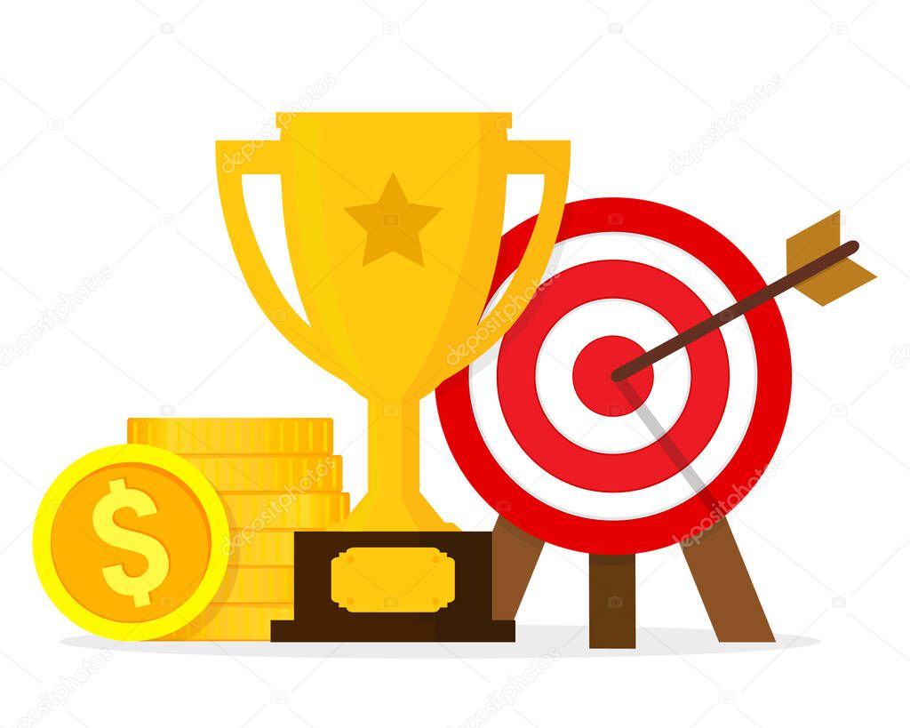 Concepto de metas y logros. Ilustración vectorial aislada sobre fondo ...