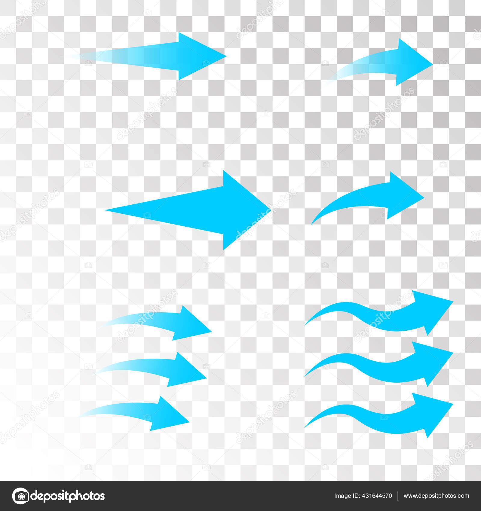 Conjunto Flecha Azul Que Muestra Flujo Aire Aislado Sobre Fondo Vector ...