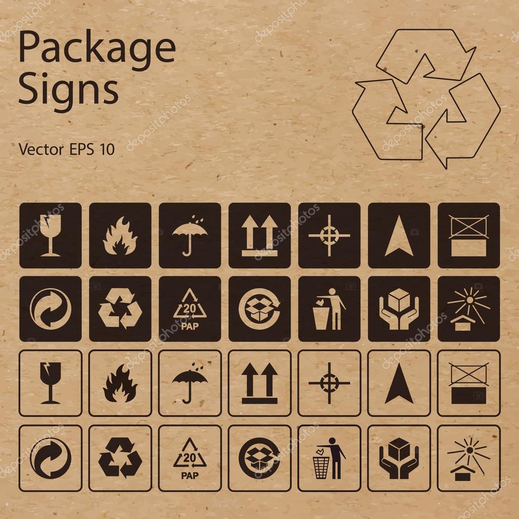 Packaging symbols on craft paper background Stock Vector by ©laverock ...