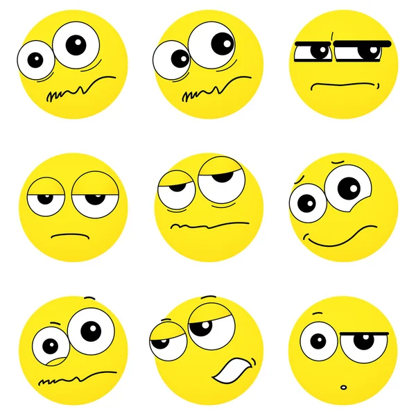 Set of smiley faces expressing different feelings, illustration on ...