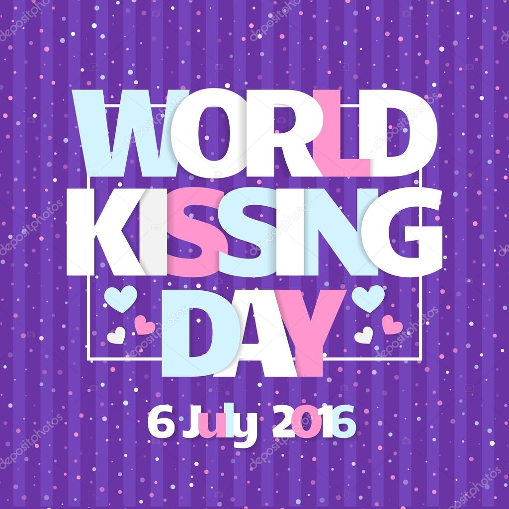 World Kissing Day vector card. Celebrate Kissing Day with hearts Stock ...