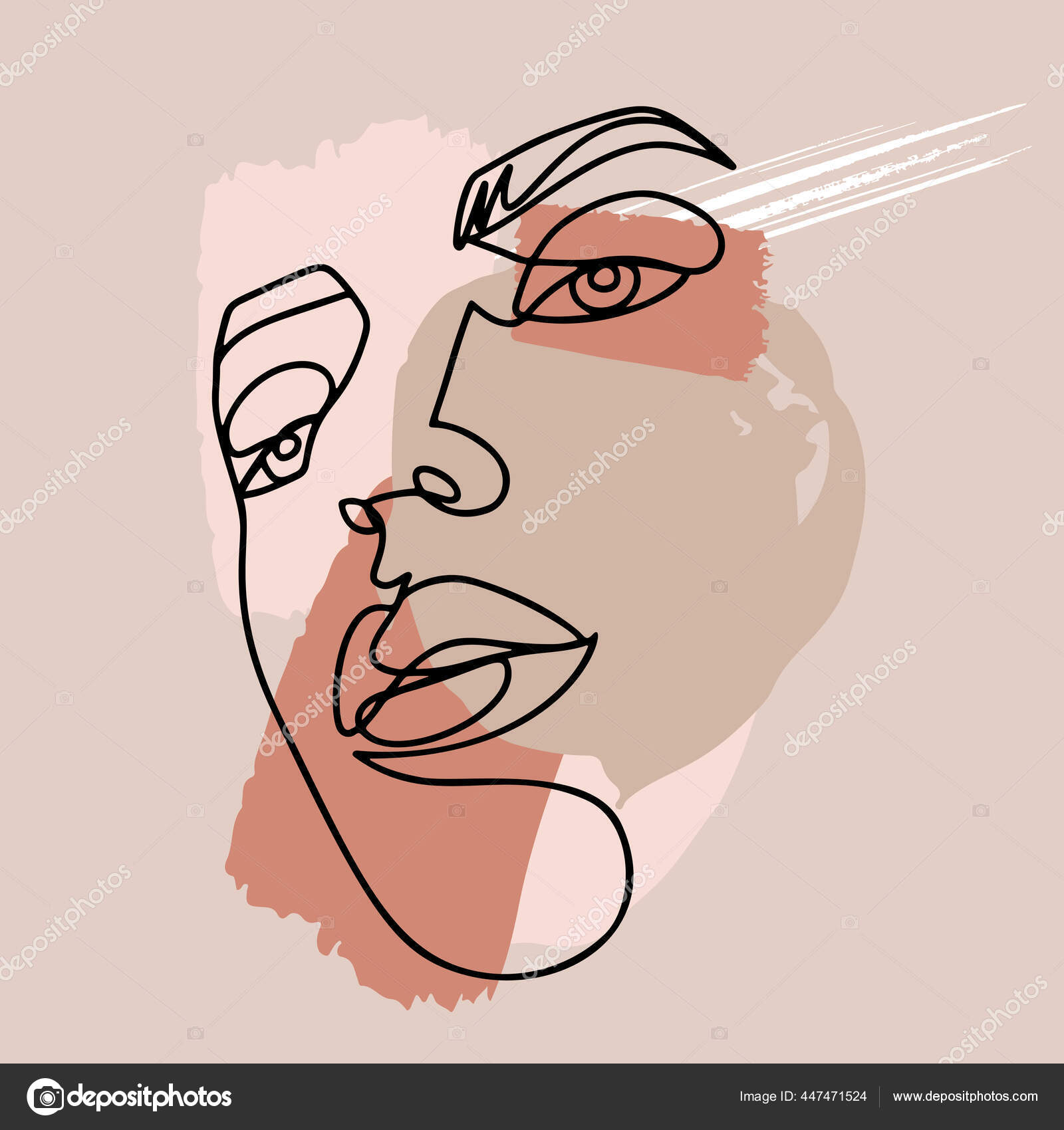Abstract Woman Face Continuous Line Art Drawing Vector Modern Poster
