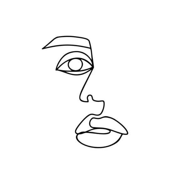 Continuous line vector drawing. Face silhouette. Abstract portrait ...