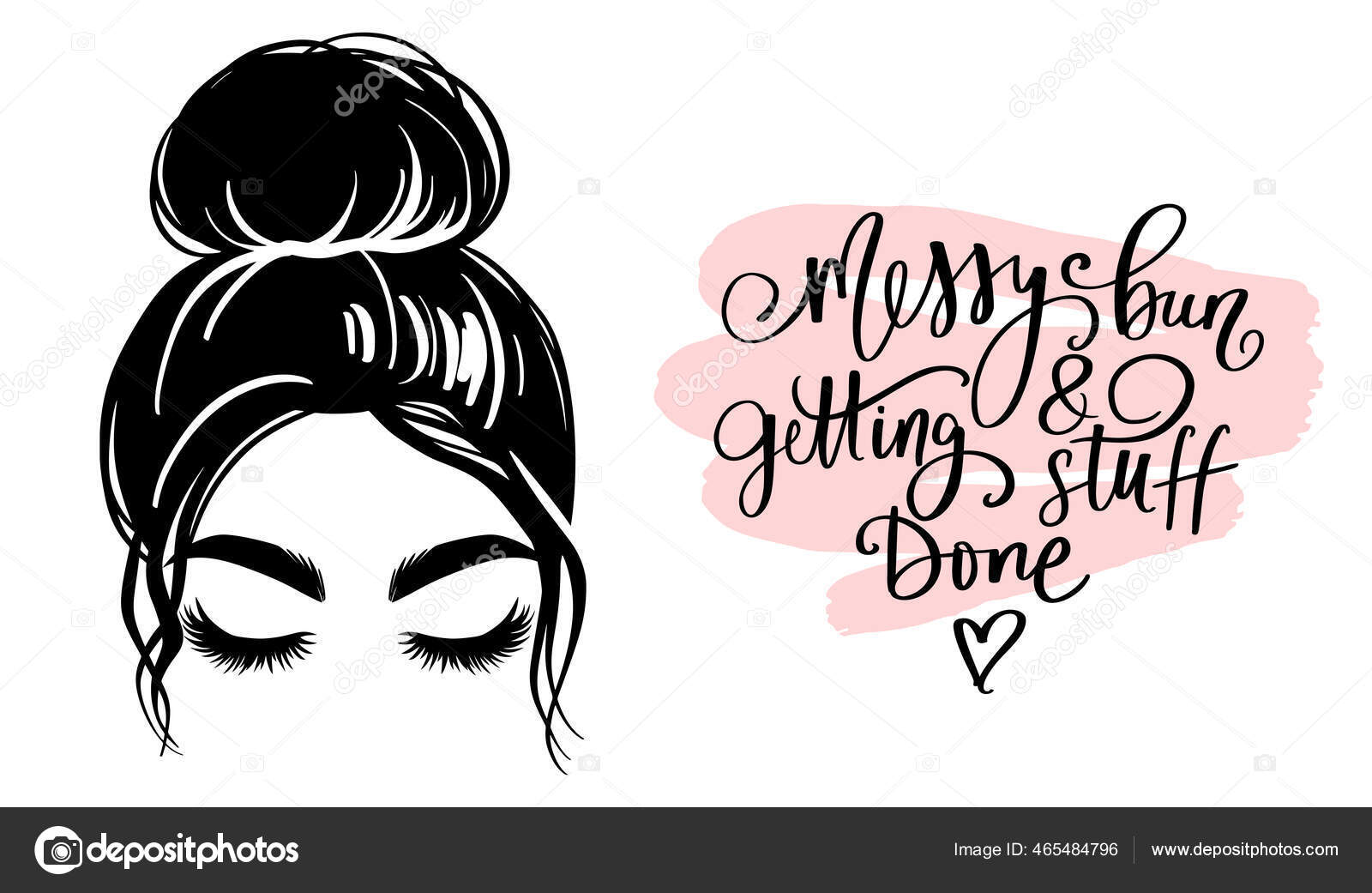 Hair Bun Drawing Front View