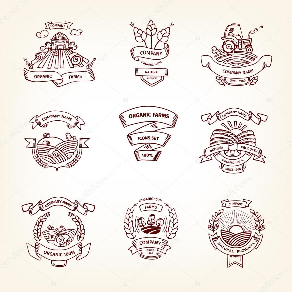 Farm set logos Stock Vector by ©zverkova 112709642