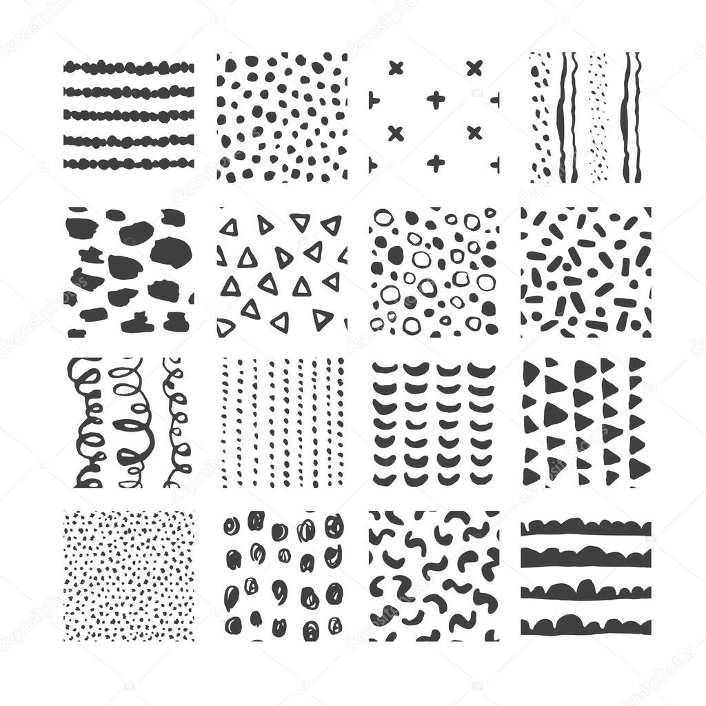 Conjunto de texturas dibujadas a mano, pinceladas Vector de stock ...