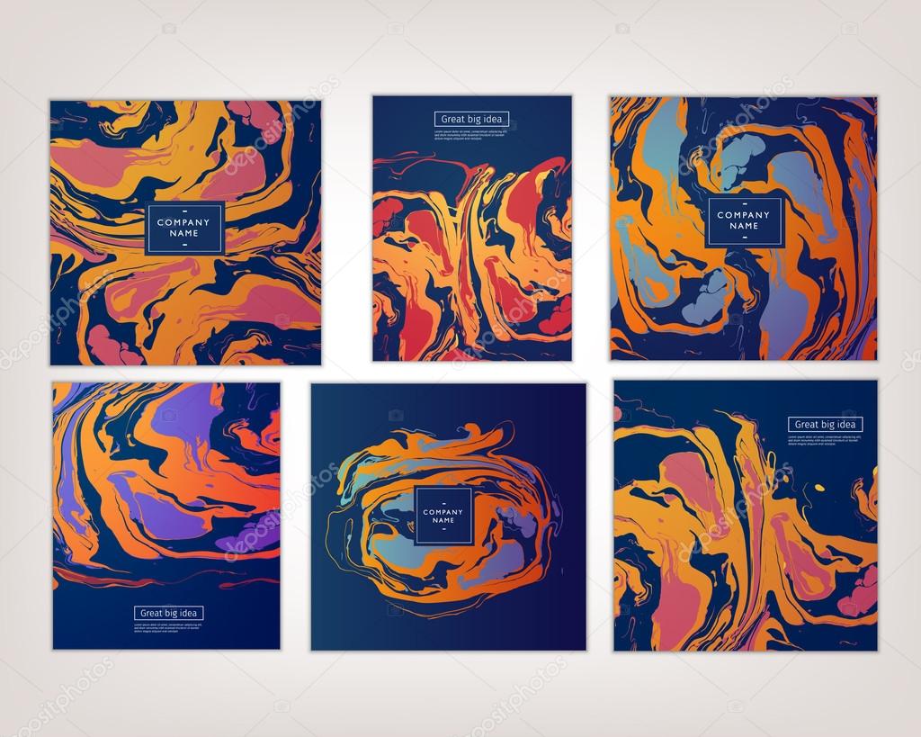 Set of Watercolor Ink marbling texture cards Stock Vector Image by ...