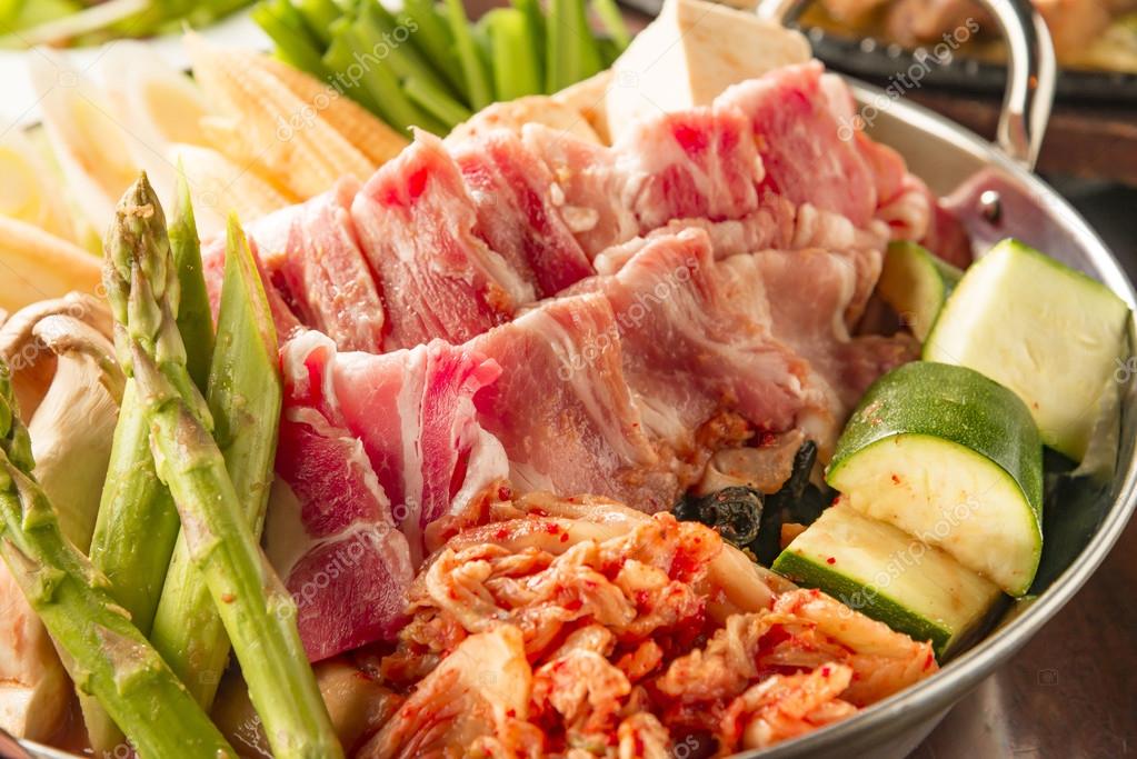 Steam Piping hot Kimchi Meat pot — Stock Photo © keiphoto #112019744