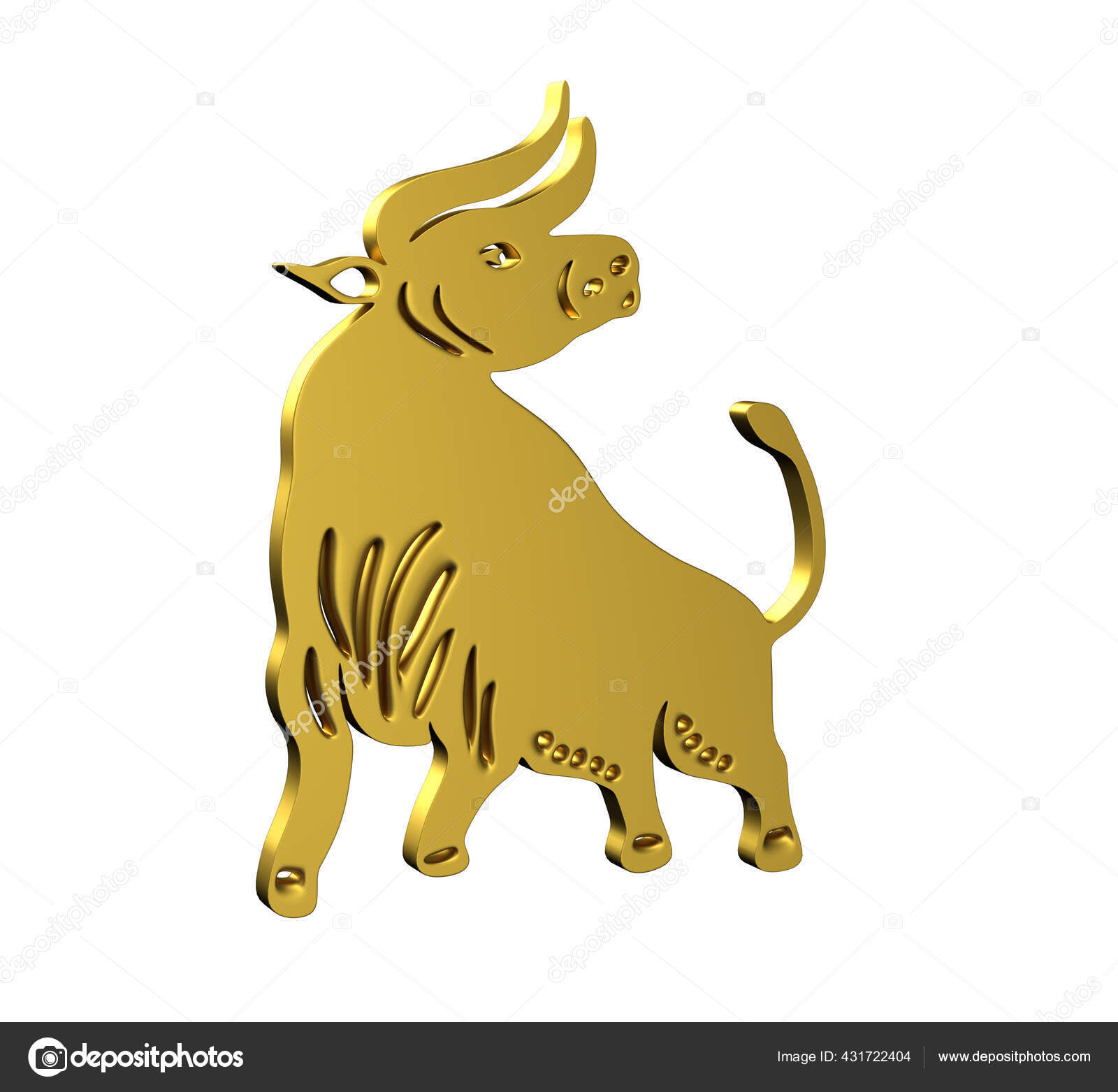 Gold Cow Icon Isolated White Background Illustration Render Stock ...