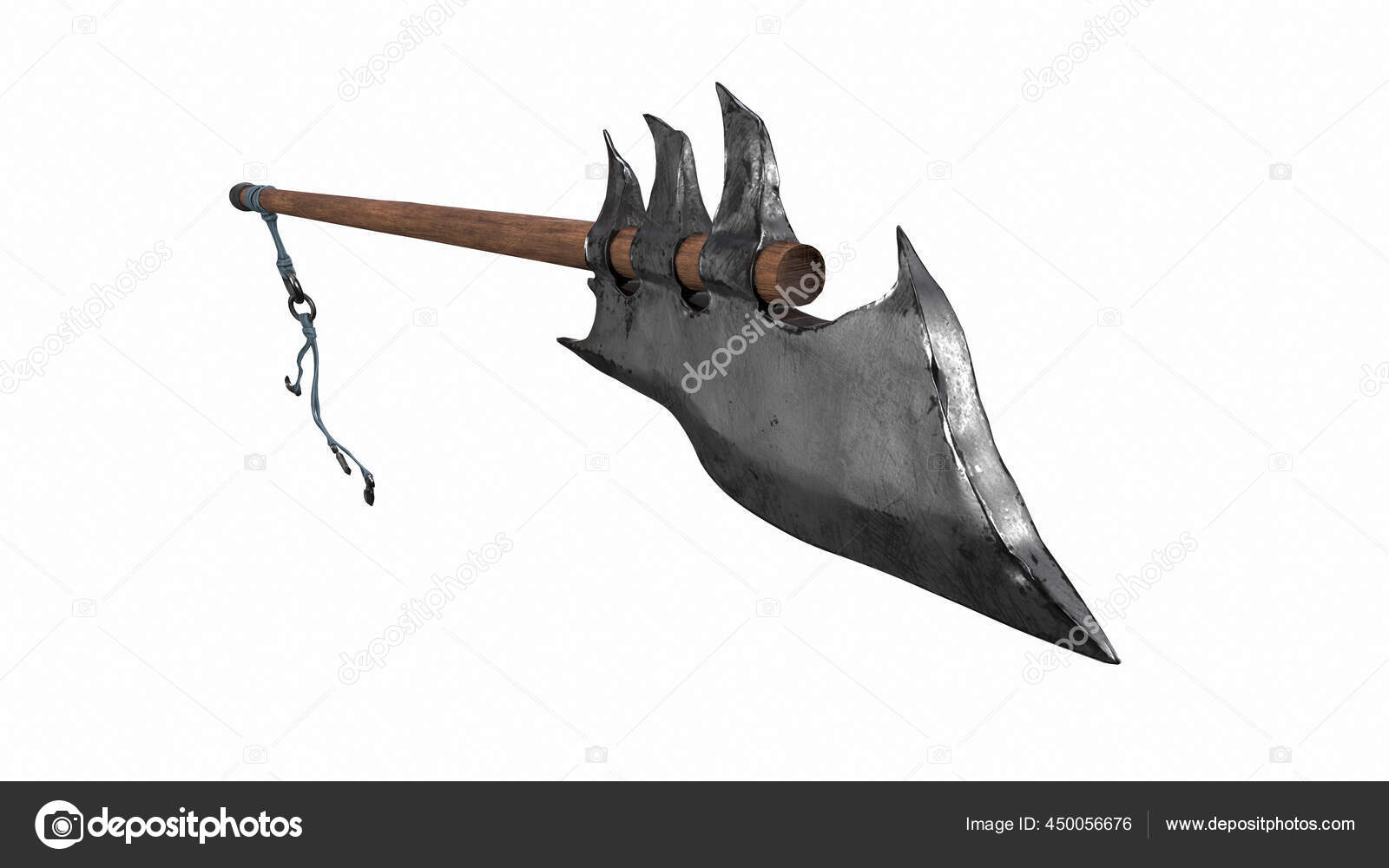 Bardiche Long Poleaxe Weapon Top View White Render Stock Illustration by ©Vadarshop #450056676