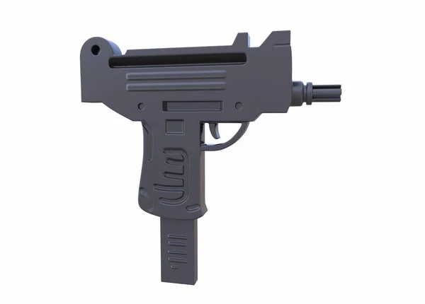 Rendering Model Submachine Gun Right Side View White Background — Stock ...