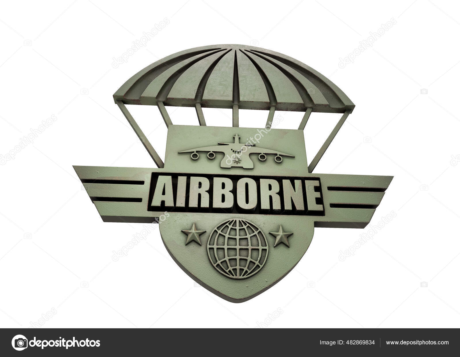 Sayap Logam Terisolasi Pada Pandangan Dasar Latar Belakang Putih Render ...