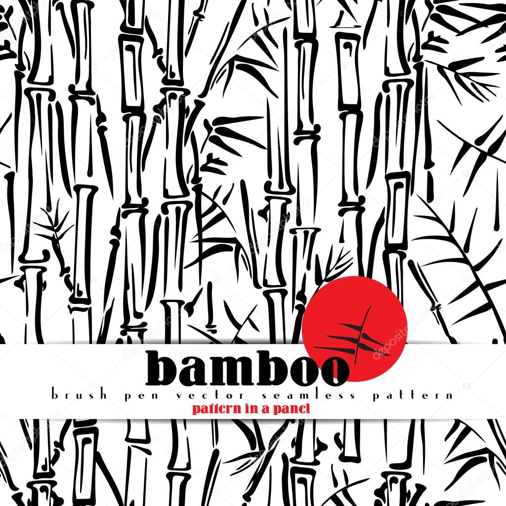 Bamboo stems vector seamless pattern, brush pen sketch style. Simple ...