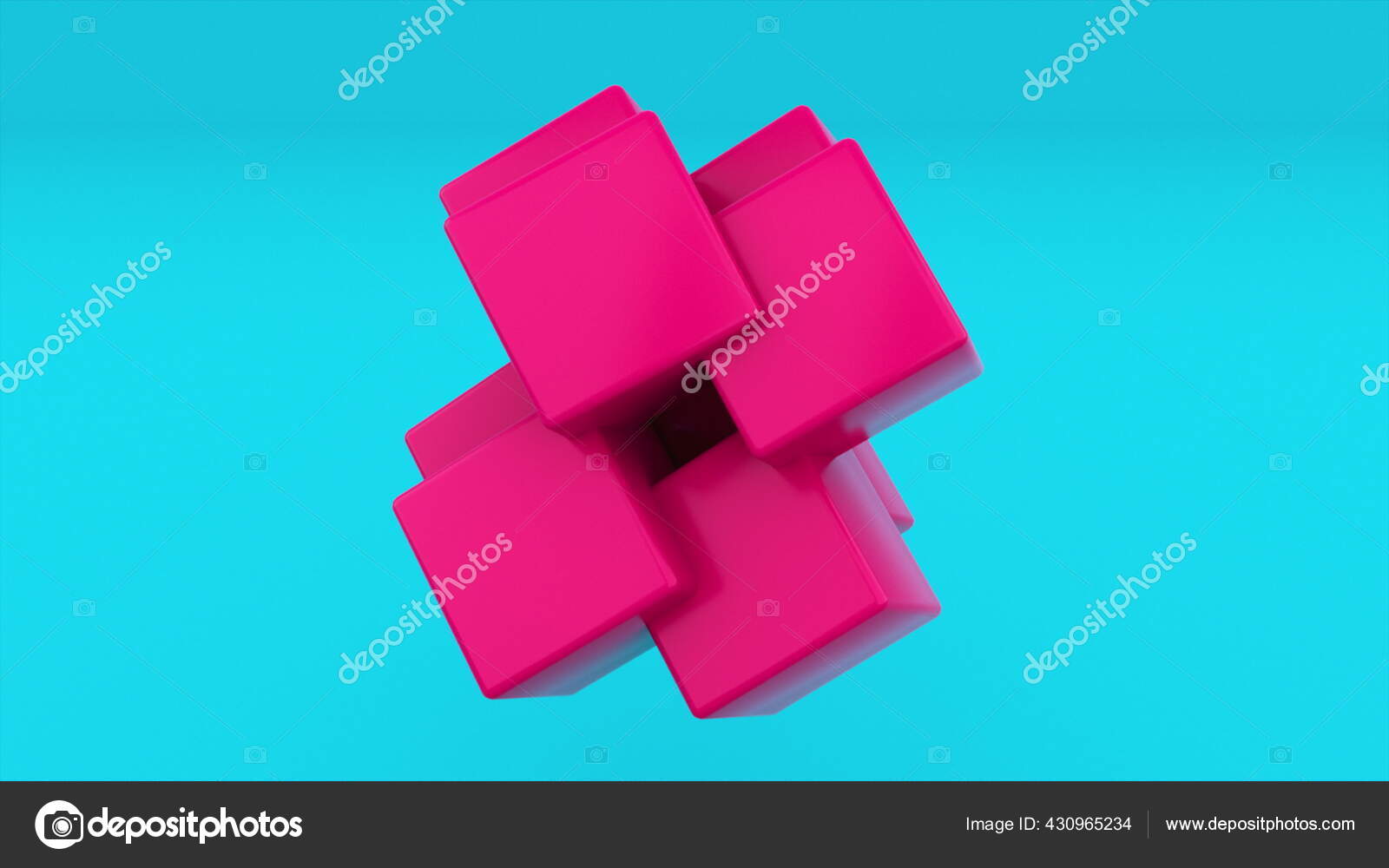 Transforming simple cube shape in complex construction, computer ...