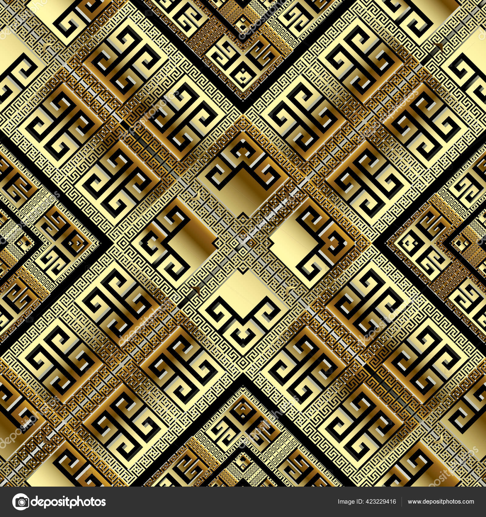 Gold Greek Vector Seamless Pattern Repeat Tribal Abstract Background ...