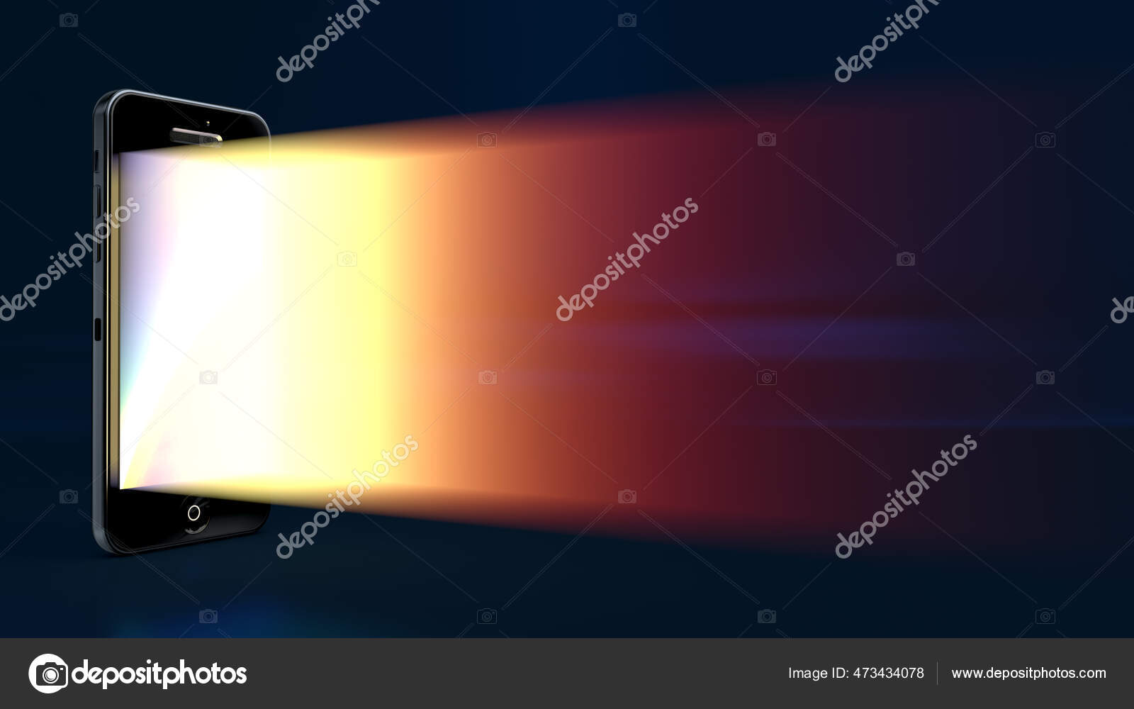 Very Bright Intense Glow Display Smart Phone Illustration — Stock Photo ...