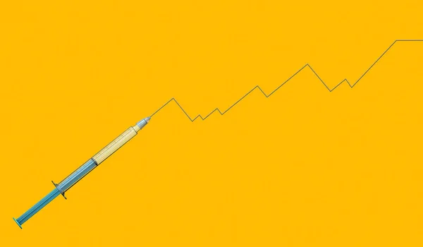 La aguja de inyección de una jeringa forma un diagrama de línea ...