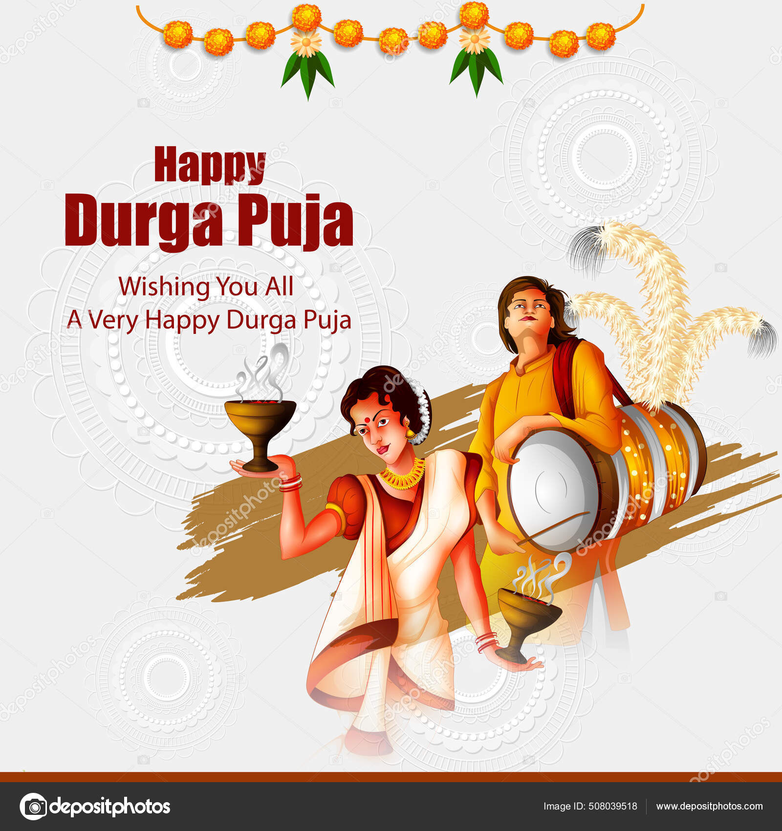 Durga Puja Dhak Clipart