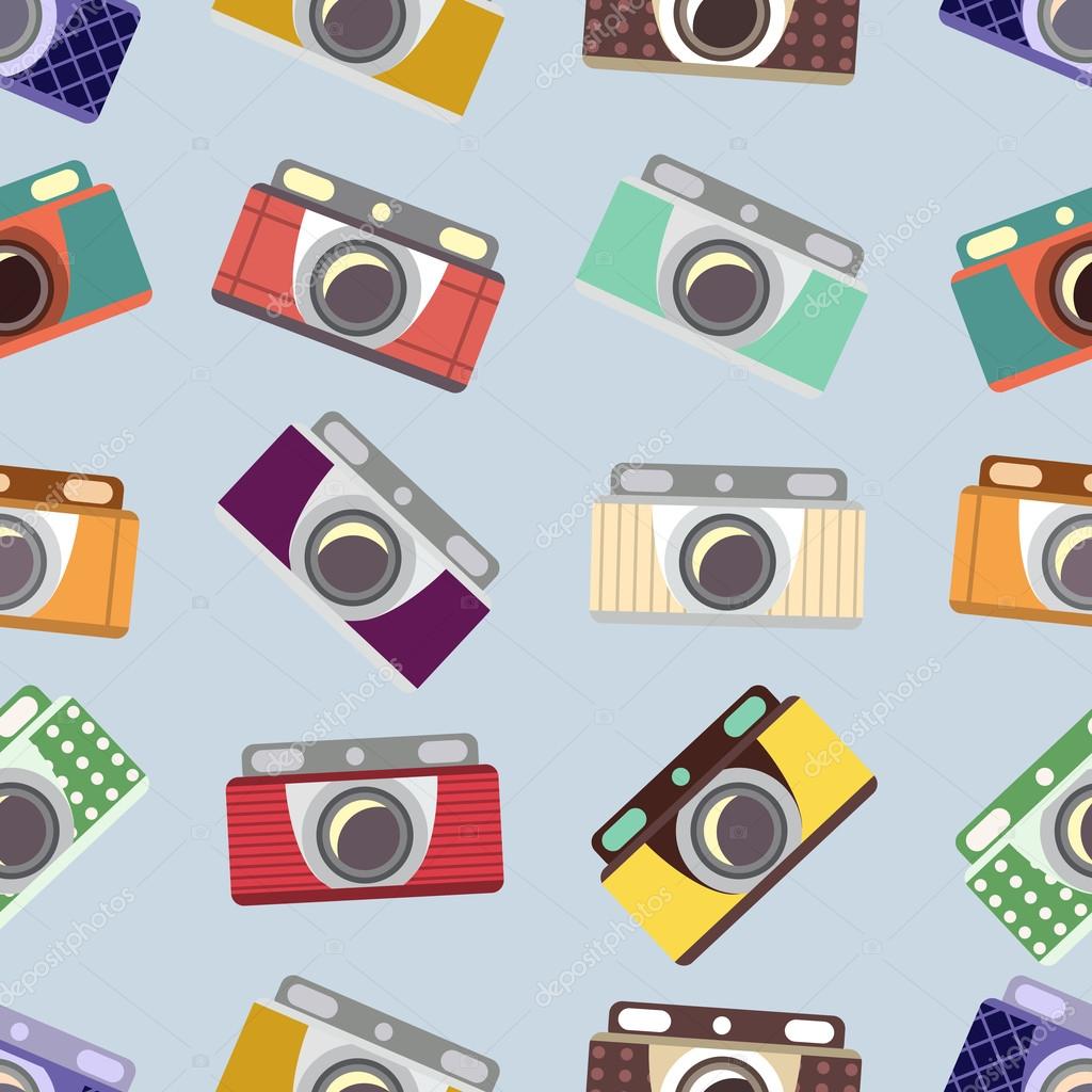 Patrón de vector sin fisuras. Cámaras de diseño plano. 2024