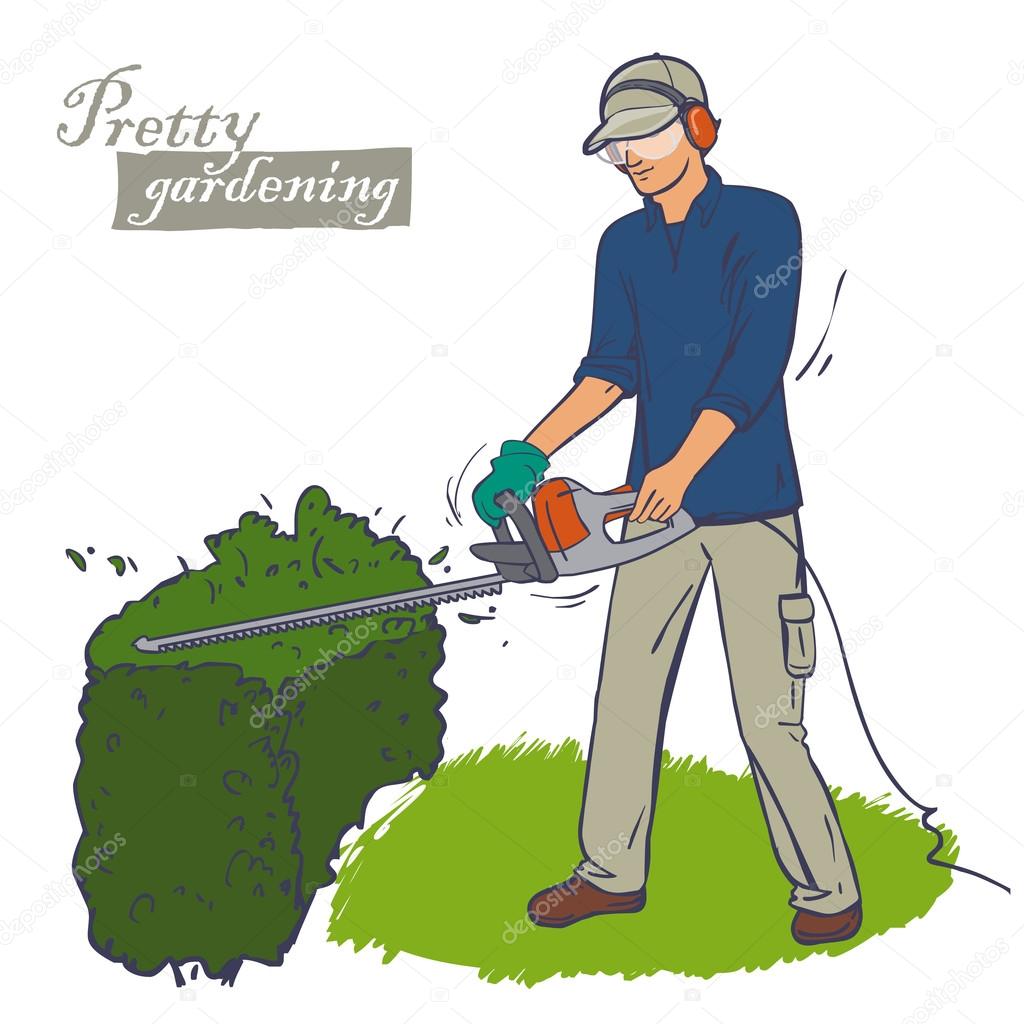 Image vectorielle Homme coupe buisson par ©Bravoart - 112445768