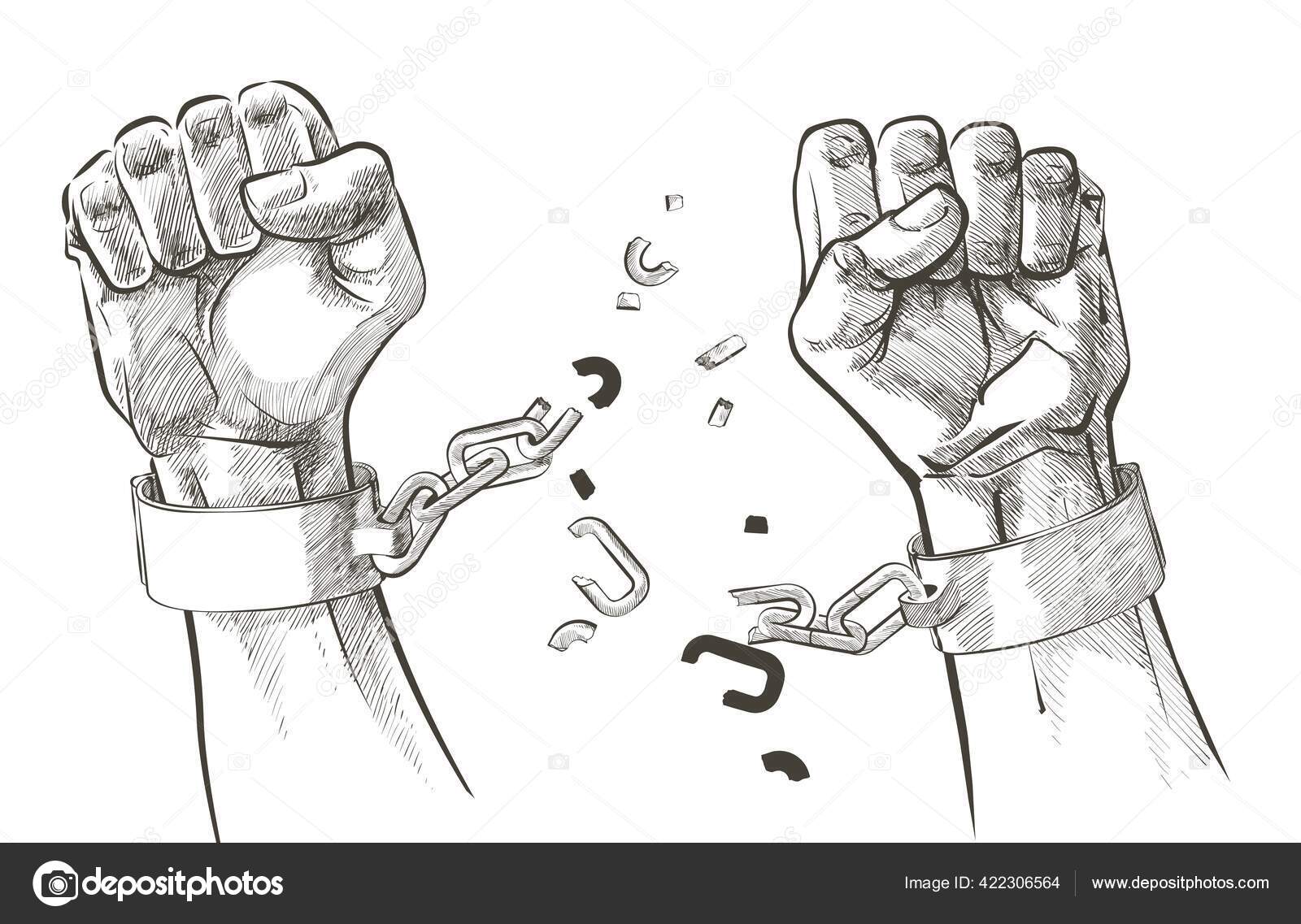 Fist Breaking Chains Drawing