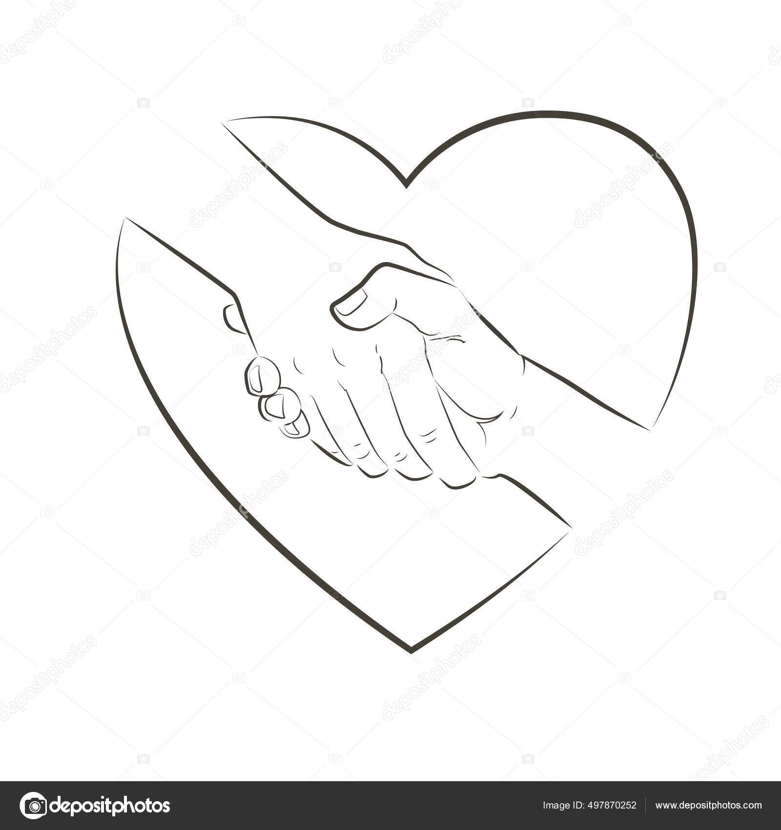 Two Hands Holding A Heart Drawing