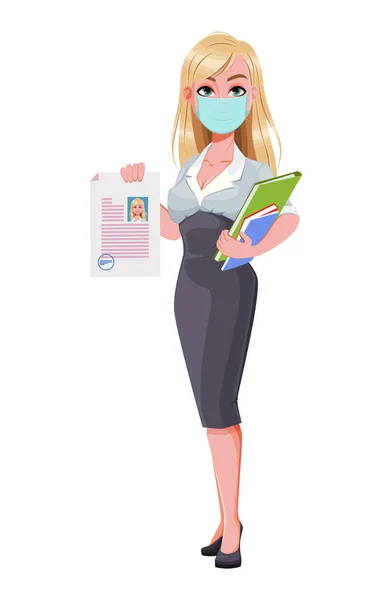 Business Woman Set Sixteen Poses Beautiful Businesswoman Cartoon