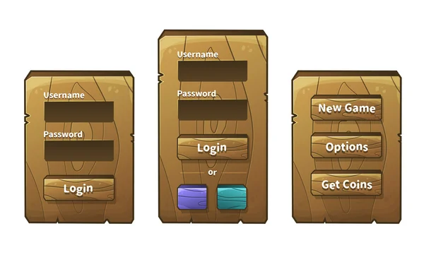 Vector 2d wooden ui elements Stock Vector Image by ©foxreeds #110834278