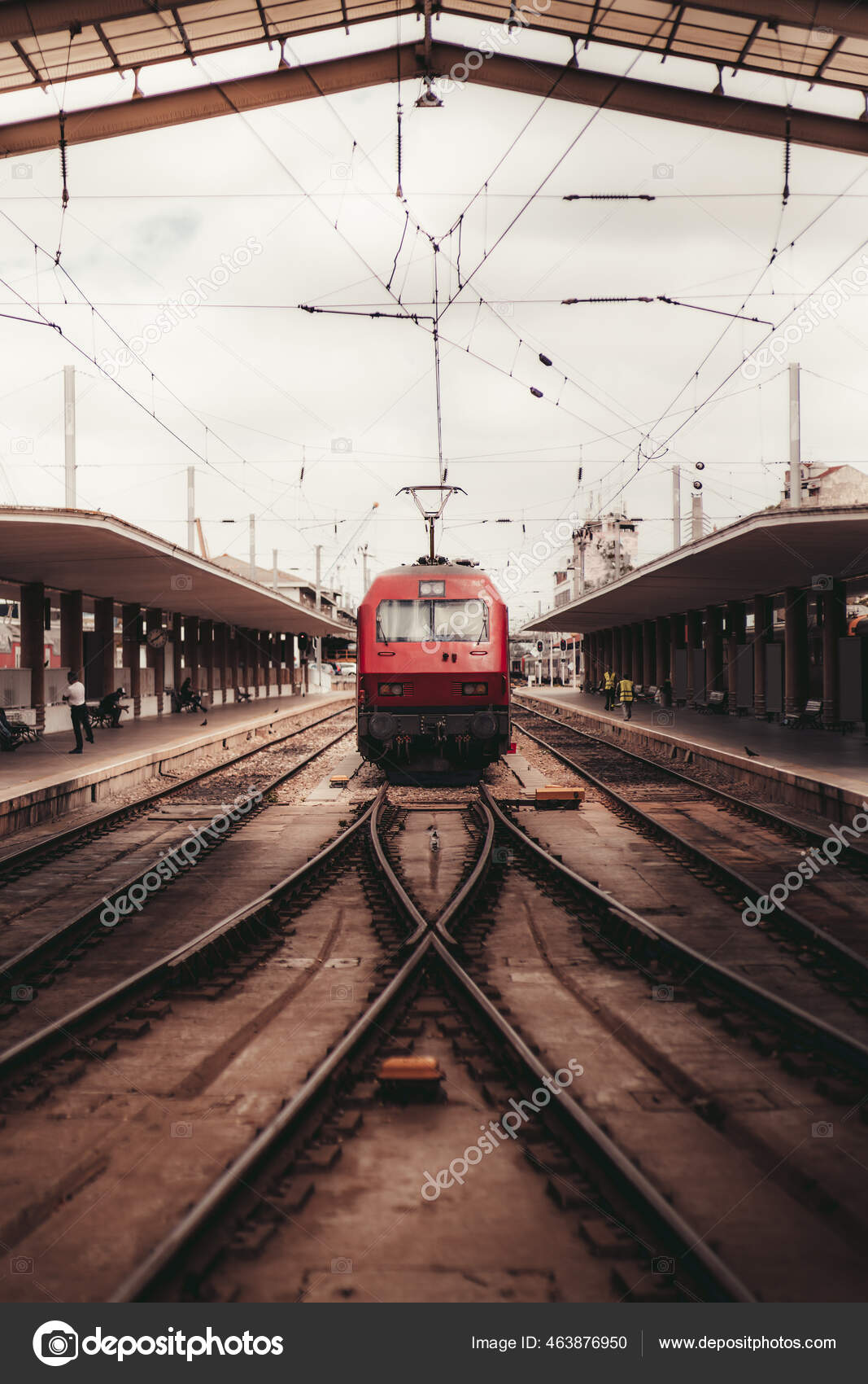 Vertical Symmetrical View Railroad Station Depot Triangle Roof Modern ...