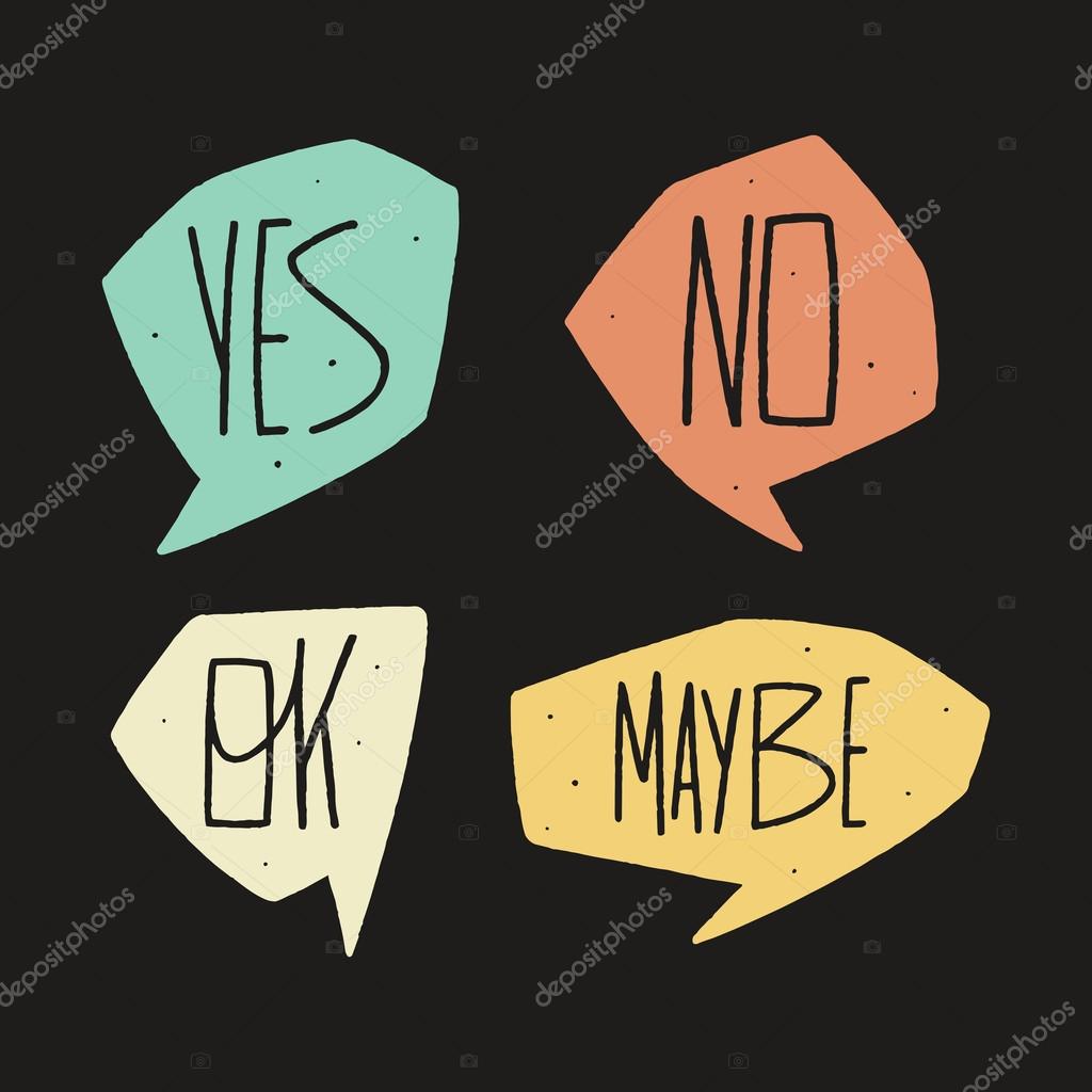 Yes, no, maybe, ok signs — Stock Vector © rinohara #111612130