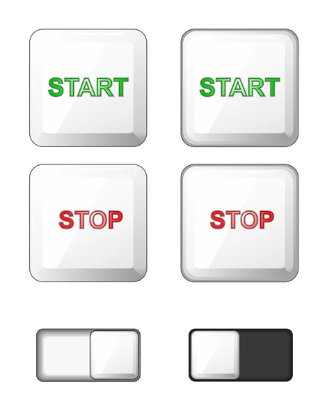Vector. Isolated buttons. Glass buttons. Web button icons for internet: play button, stop button ...