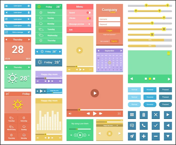 Set of flat design icons, elements, widgets — Stock Vector © Variant ...