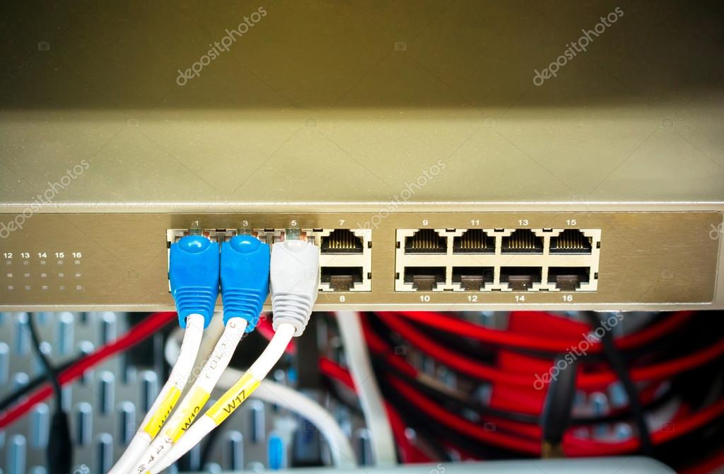Network switch and ethernet cables Stock Photo by ©Xmentosys 119534478
