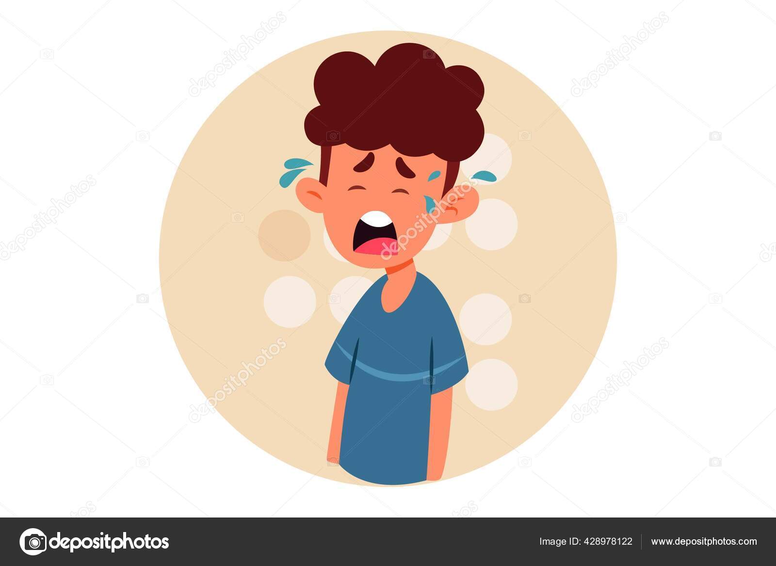 Ilustración Dibujos Animados Vectoriales Chico Lindo Está Llorando ...
