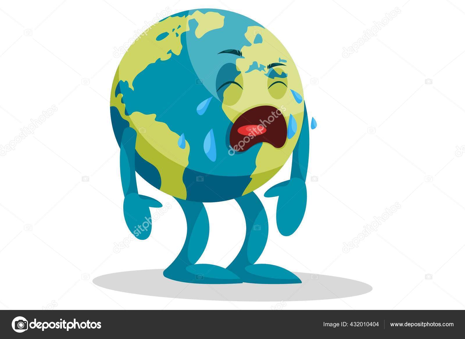 Vector Graphic Illustration Earth Crying Individually White Background ...