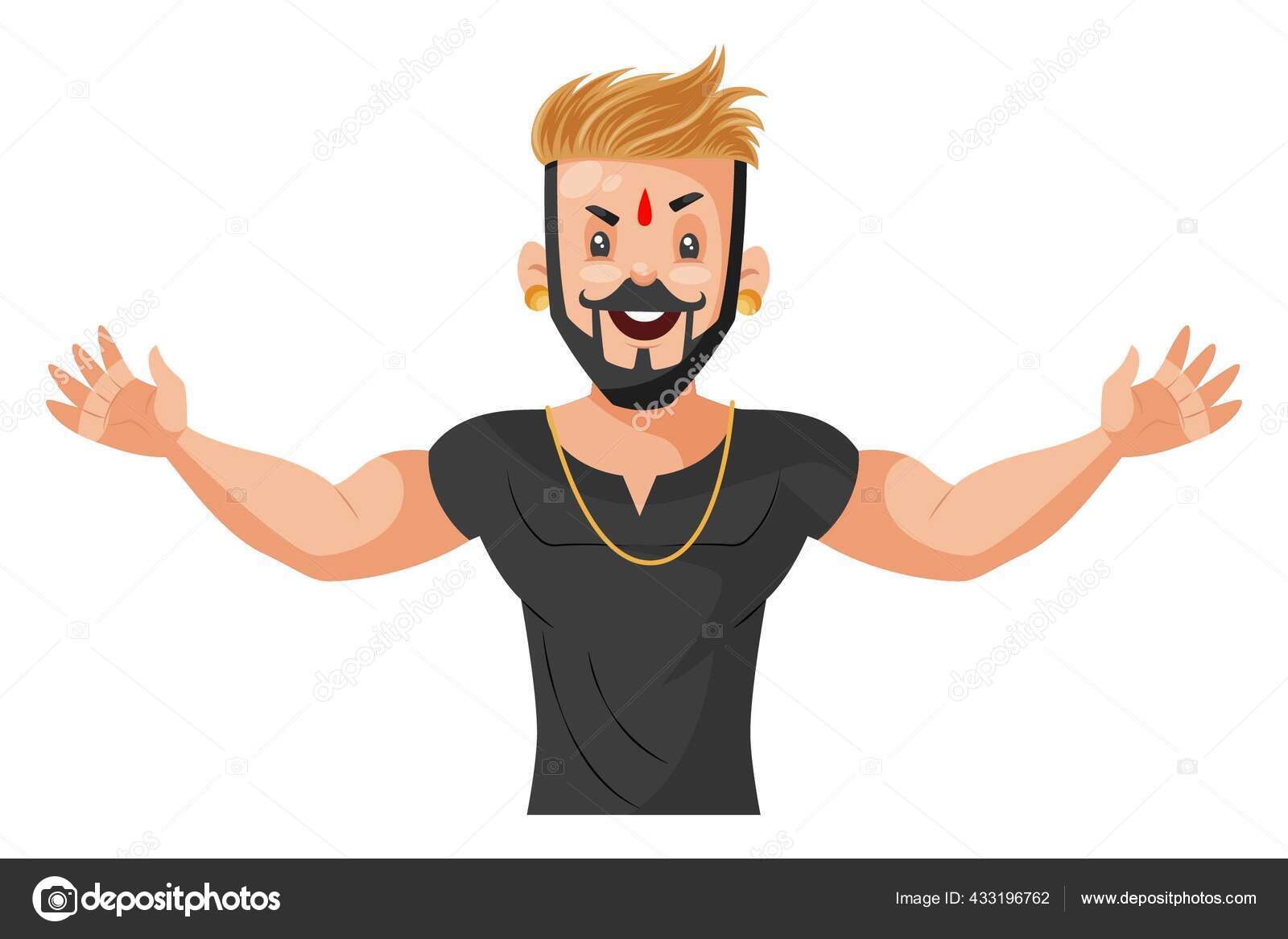 Vector Graphic Illustration Rajput Boy Open Hands Individually White ...