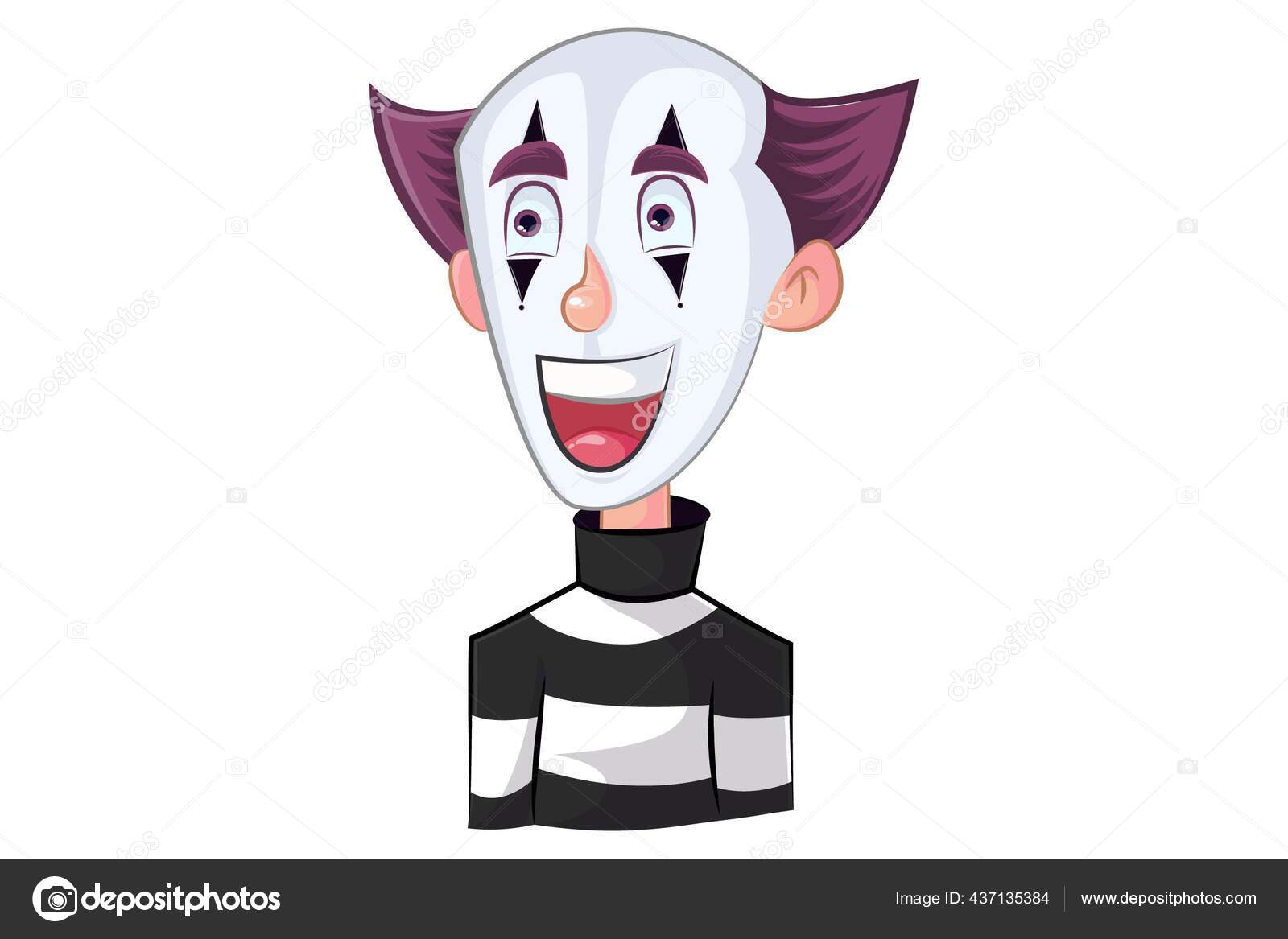 Vector Cartoon Illustration Mime Boy Making Happy Face Isolated White ...
