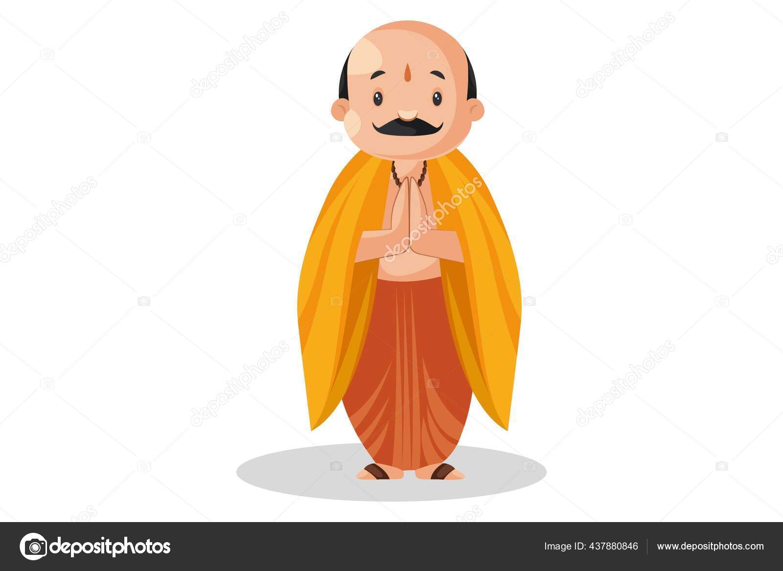 Vector Graphic Illustration Indian Pandit Greet Hands Individually ...